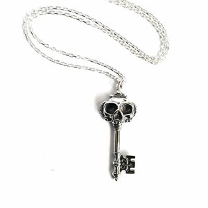 Hallmarked Solid Heavy Sterling Silver Skull Skeleton Key Gothic ...