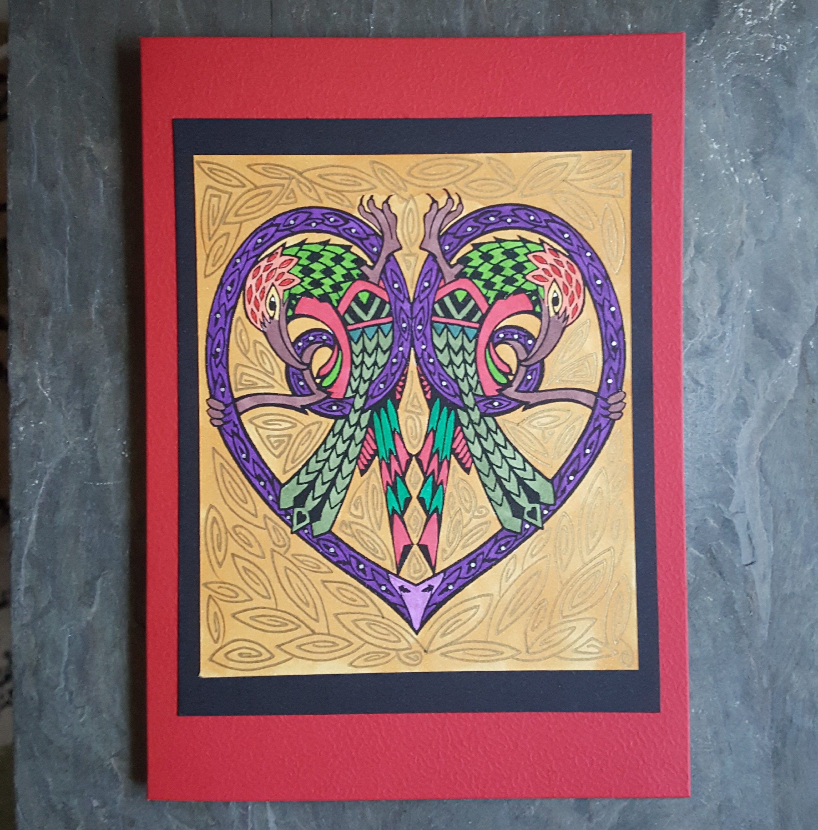 Unique Hand Painted Medieval Illuminated Eagles Greetings Card | Etsy