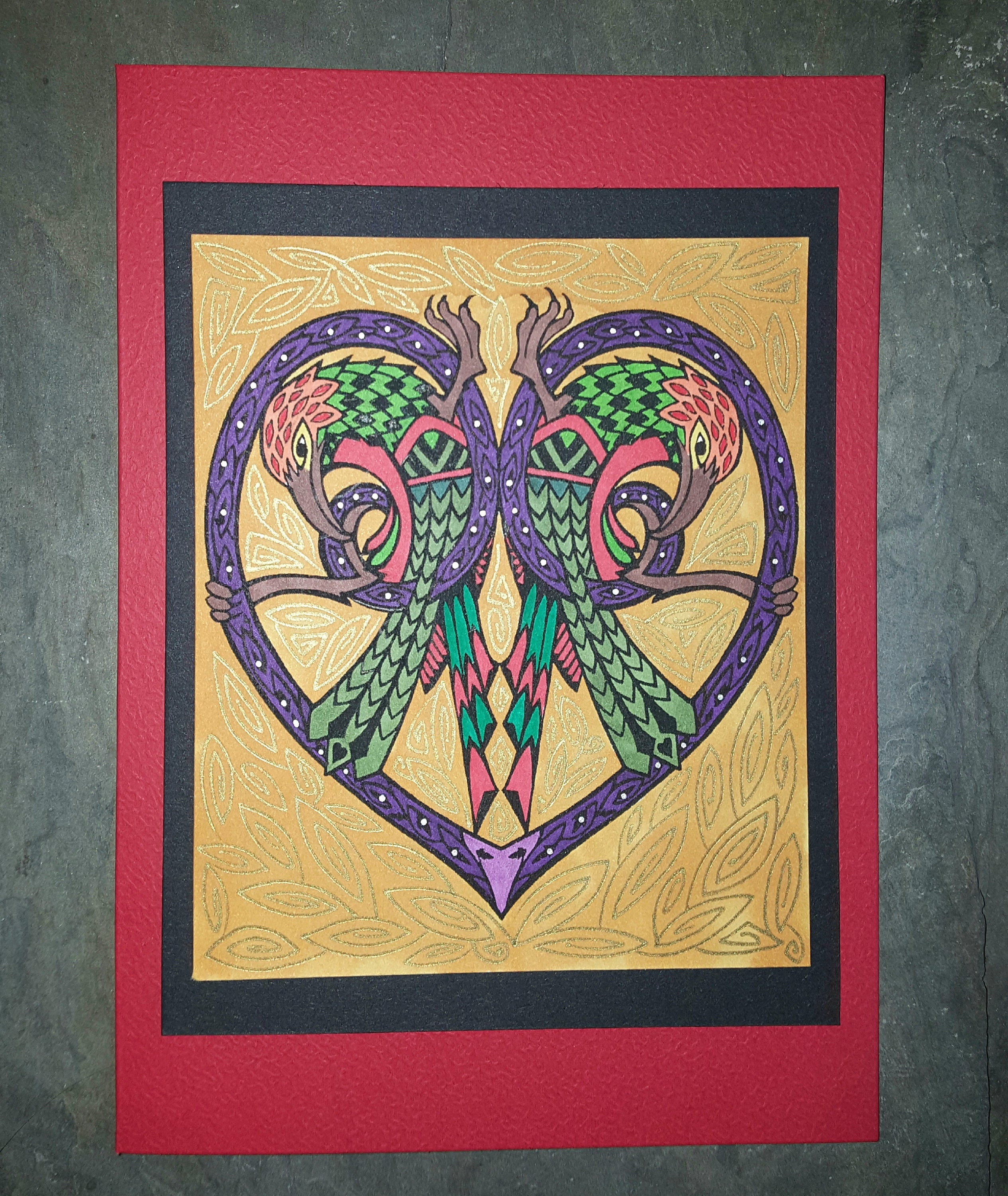 Unique Hand Painted Medieval Illuminated Eagles Greetings Card | Etsy