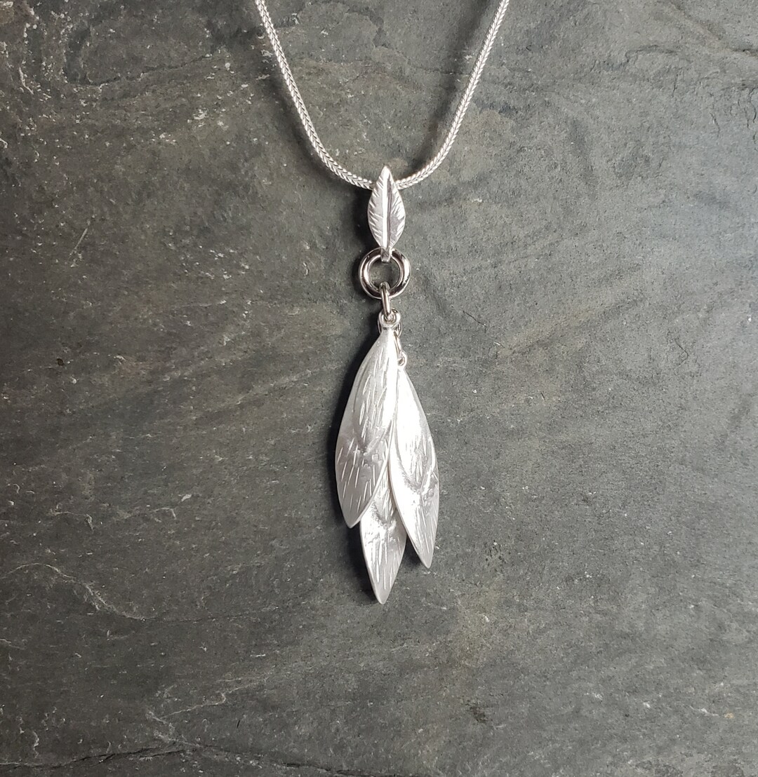 Hallmarked Sterling Silver Ash Tree Seed Pod Triple Pendant on 18 ...