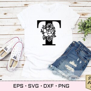 Floral Letter T Svg, Flower T Font Svg, Floral Letters Svg, Monogram ...