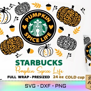Pumpkin Spice Life SVG Starbucks Cup Svg Fall Leopard Pumpkin Starbucks ...