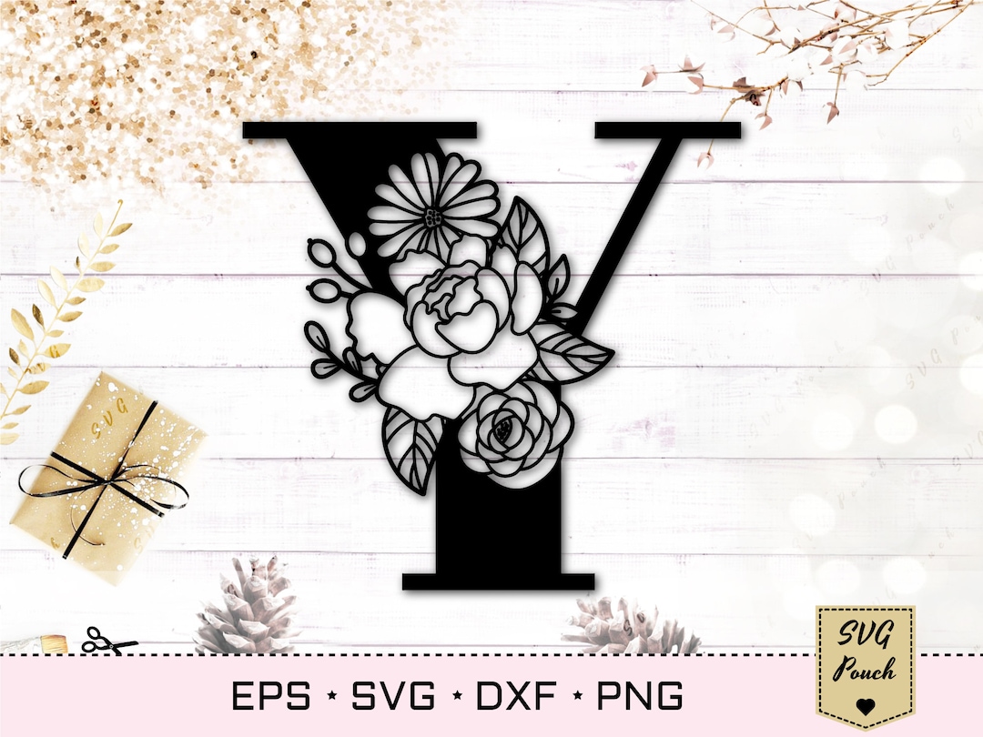 Floral Letter Y Svg, Flower Y Font Svg, Floral Letters Svg, Monogram ...