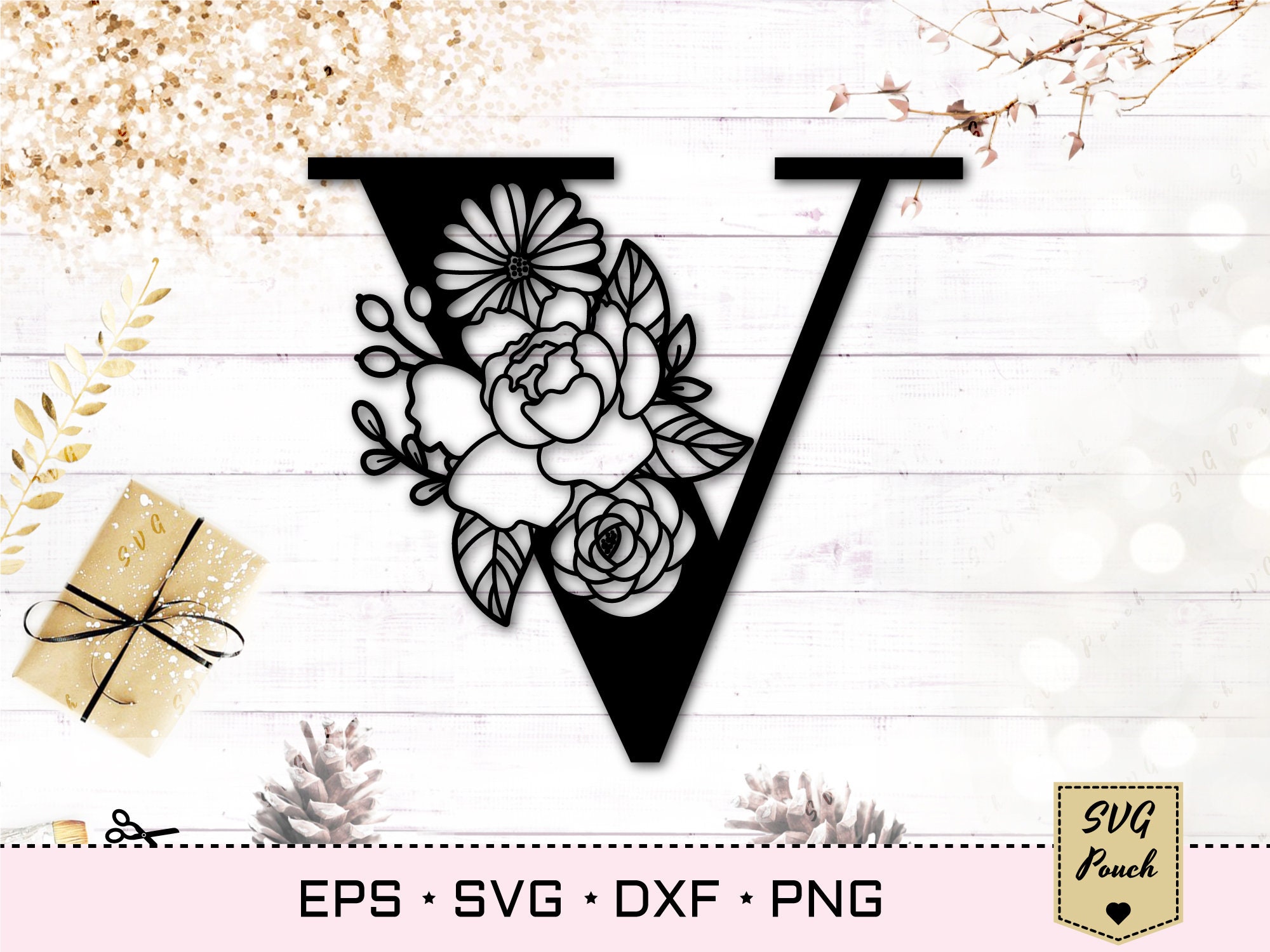 Floral Letter V Svg Flower V Font Svg Floral Letters Svg - Etsy Australia