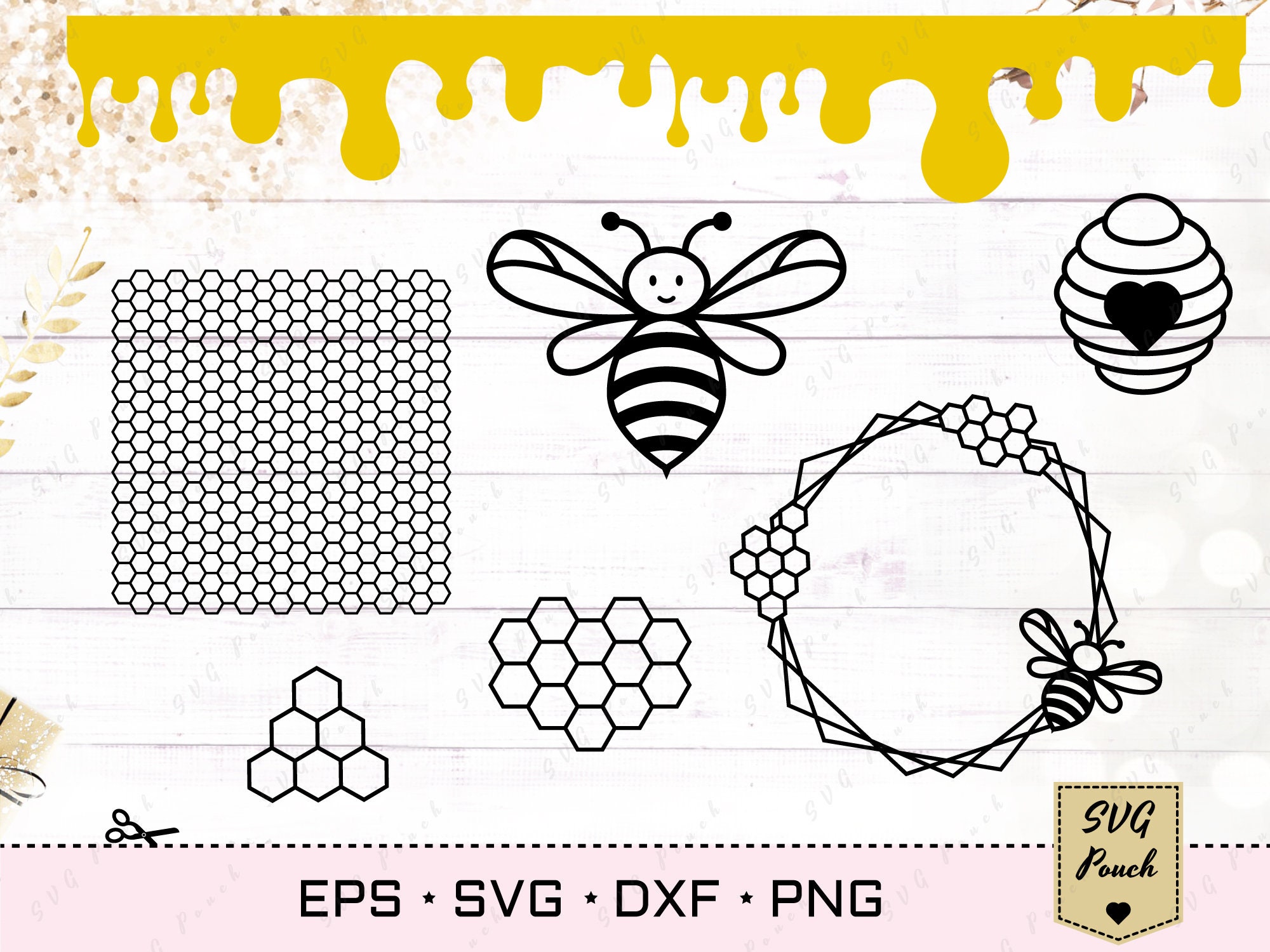 Bee Honeycomb SVG Bumble Bee Honey Drip Beehive Beekeeper - Etsy