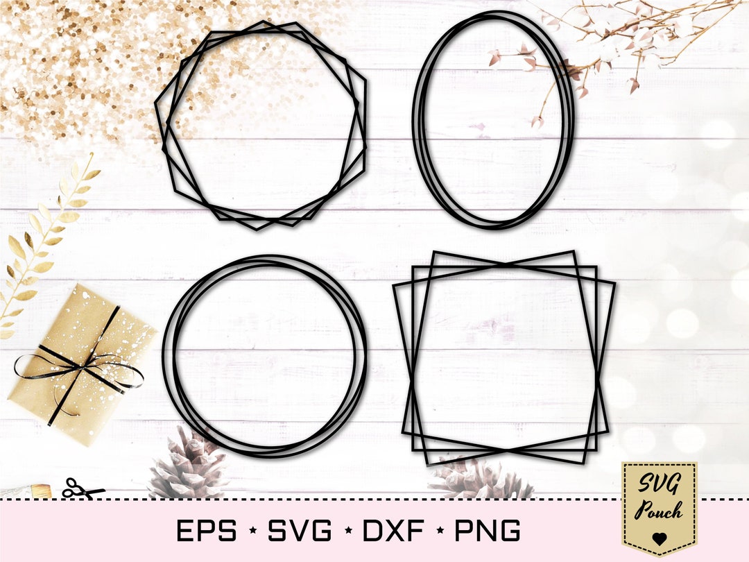 Monogram Frame Set of 4 Svg, Circle Wedding Frame Svg File, Scribble ...