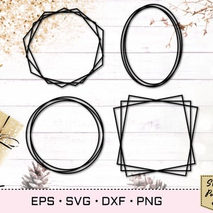 Monogram Frame Set of 4 Svg, Circle Wedding Frame Svg File, Scribble ...