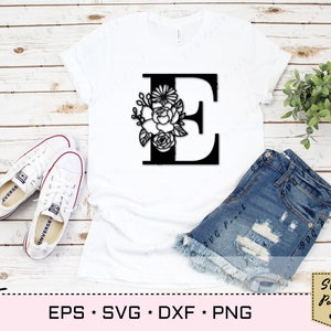 Floral Letter E Svg, Flower E Font Letter Svg, Monogram Font Svg ...