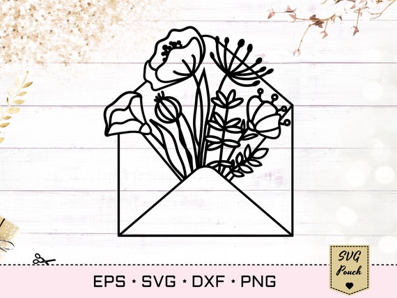 Flowers in Envelope SVG Wildflowers and Poppies Meadow | Etsy