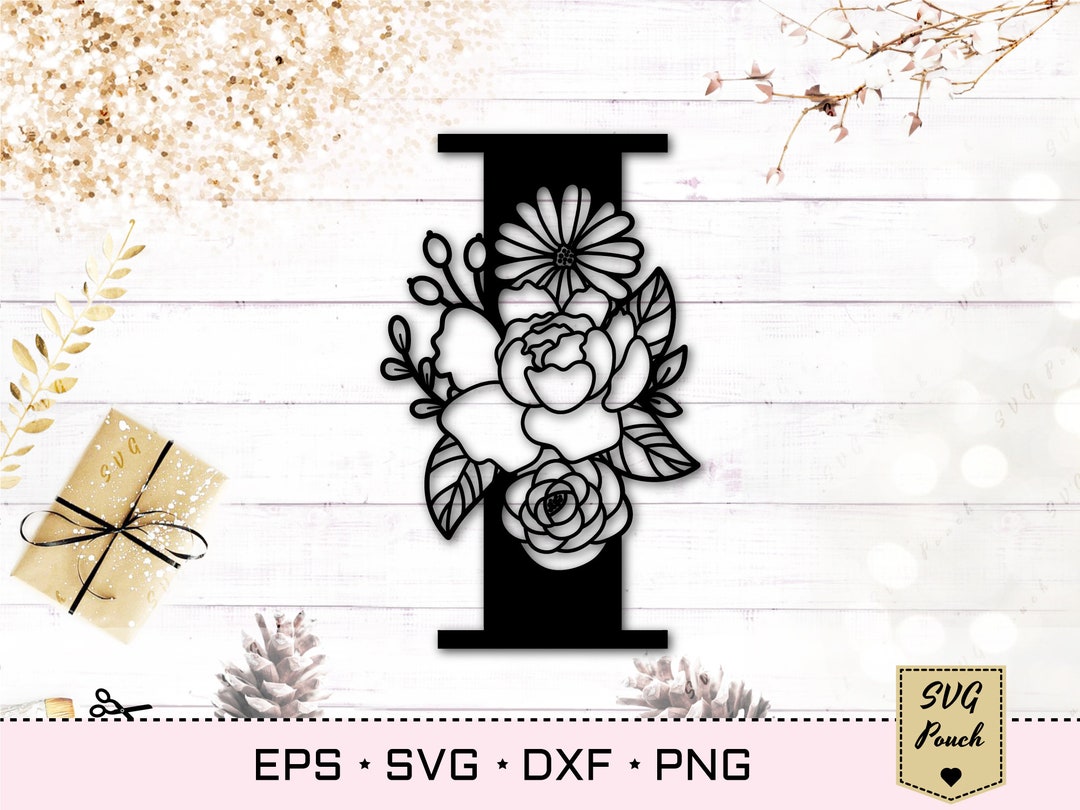 Floral Letter I Svg, Flower I Font Svg, Floral Letters Svg, Monogram ...