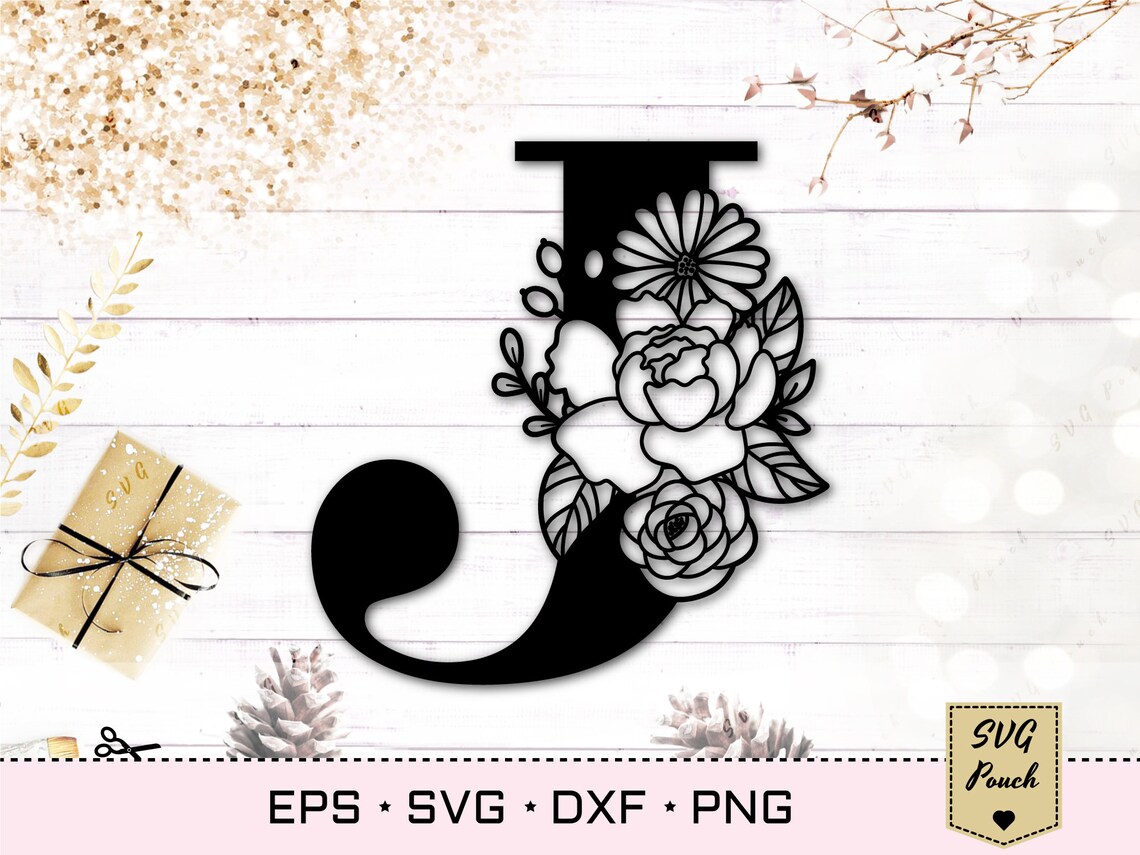 Floral Letter J Svg Flower J Font Svg Floral Letters Svg | Etsy UK