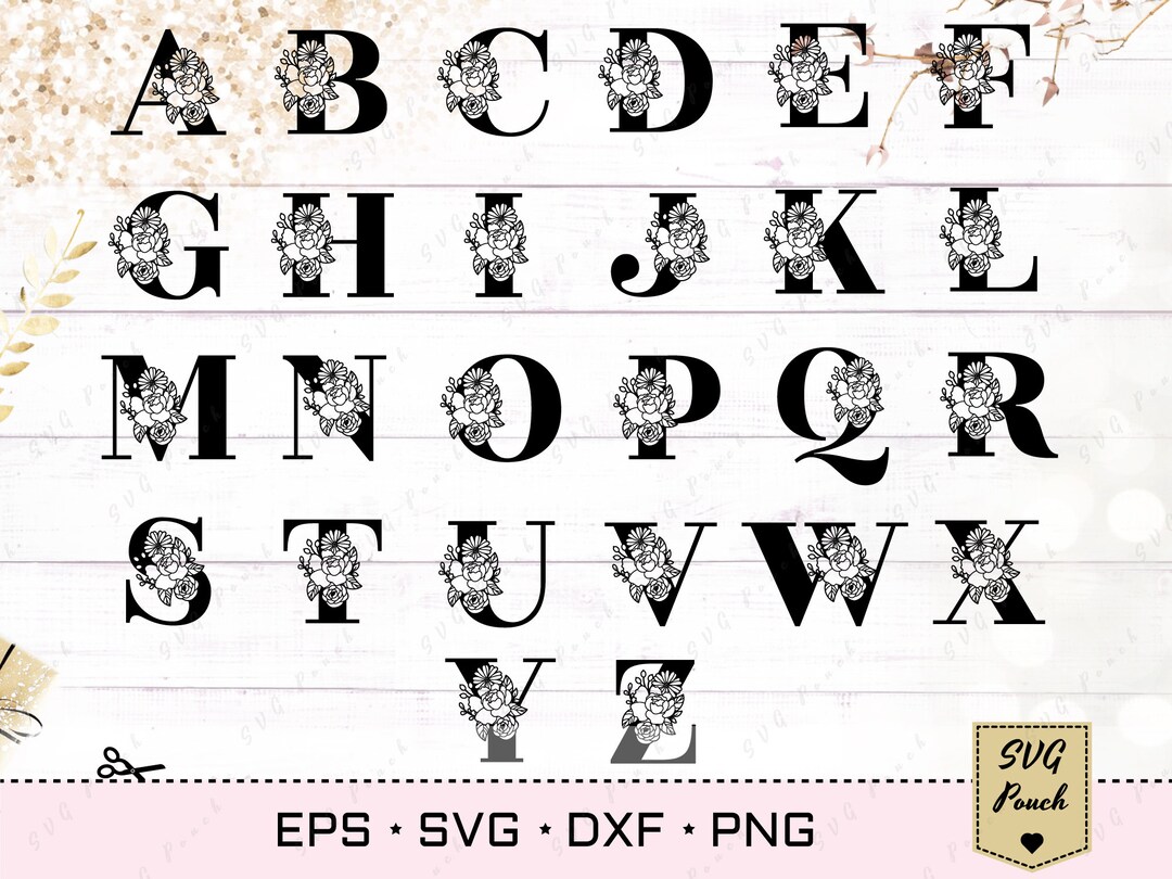 Floral A to Z Alphabet Floral Bundle. Flower Bouquet Botanical Alphabet ...