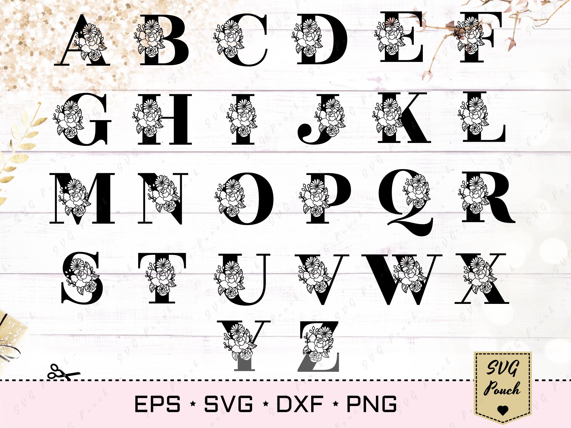 Floral A to Z Alphabet Floral Bundle. Flower Bouquet Botanical - Etsy