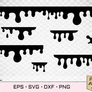 Dripping Borders Svg Set, Liquid Drips Silhouette Cut Out Svg. Syrup ...