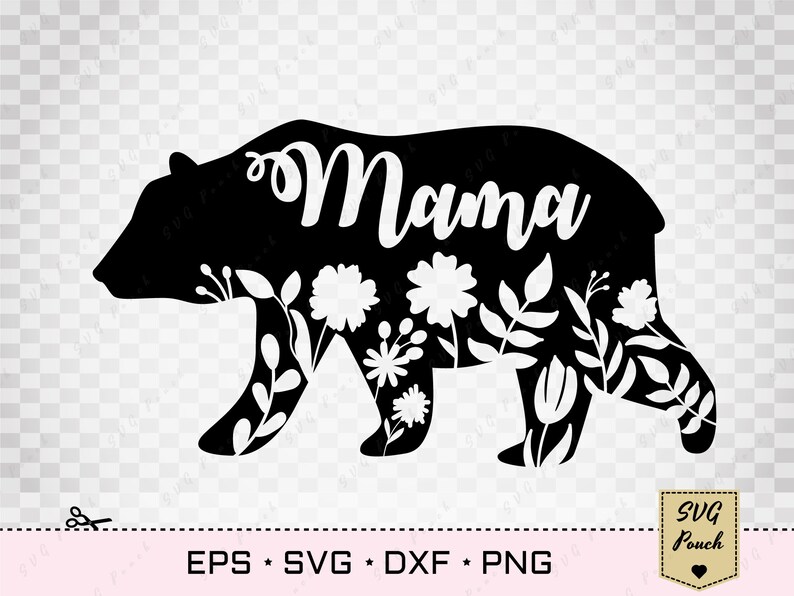 Mama Bear SVG Floral Silhouette File | Etsy