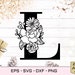 Floral Letter L Svg, Flower L Font Svg, Floral Letters Svg, Monogram ...