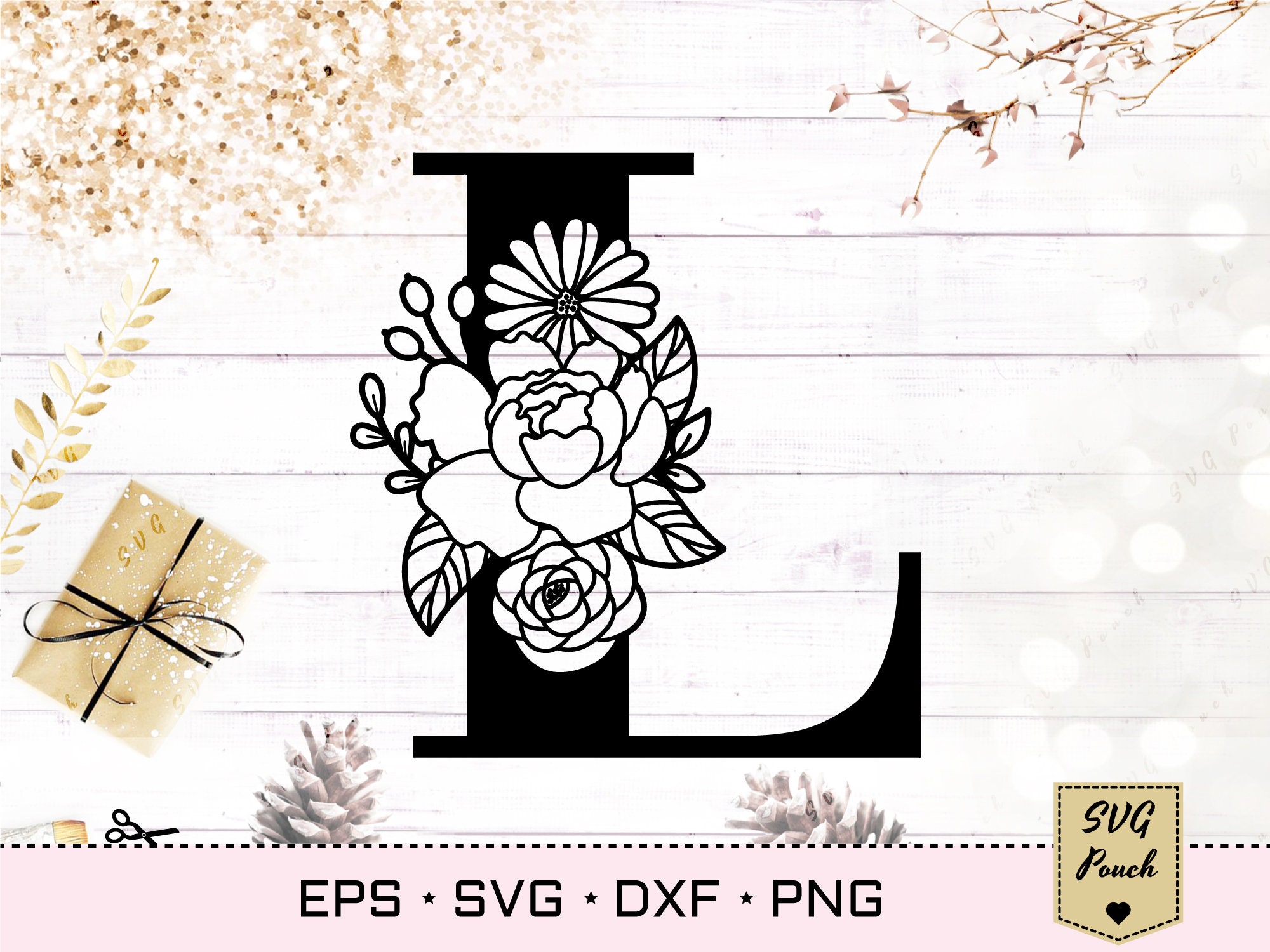 Floral Letter L Svg Flower L Font Svg Floral Letters Svg - Etsy