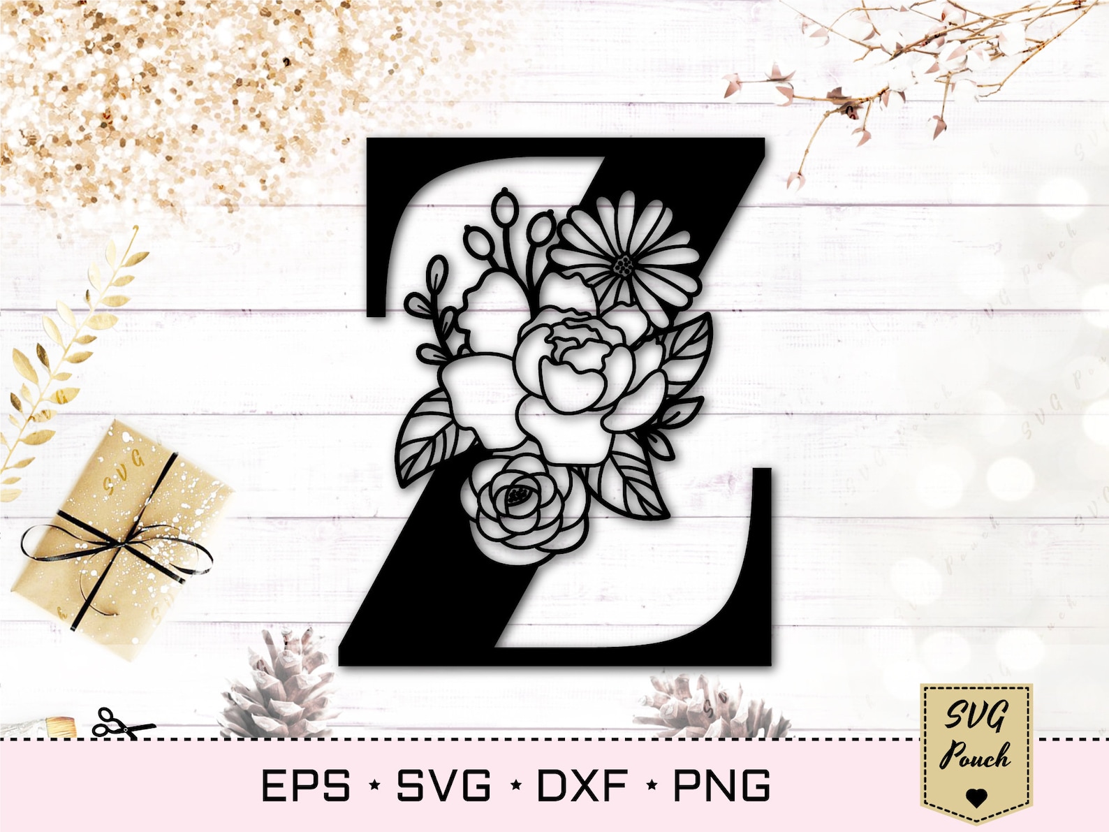 Floral Letter Z Svg Flower Z Font Svg Floral Letters Svg - Etsy