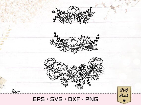 Wildflower Wreath Florals SVG Wild Meadow Flowers Border Svg | Etsy