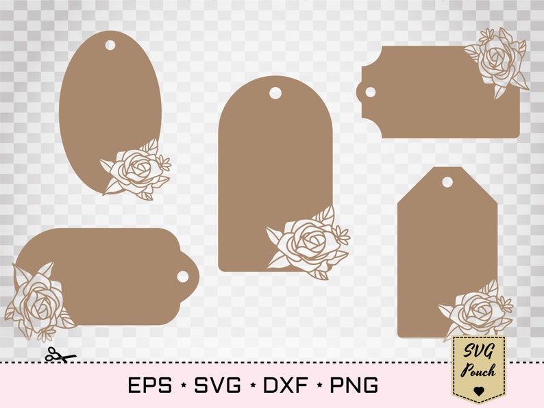 Floral Tags SVG Flower Tags Svg Wedding Tags Svg With Roses. | Etsy