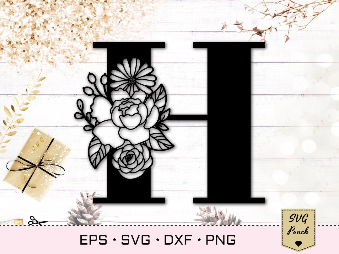 Floral Letter H Svg, Flower H Font Svg, Floral Letters Svg, Monogram ...