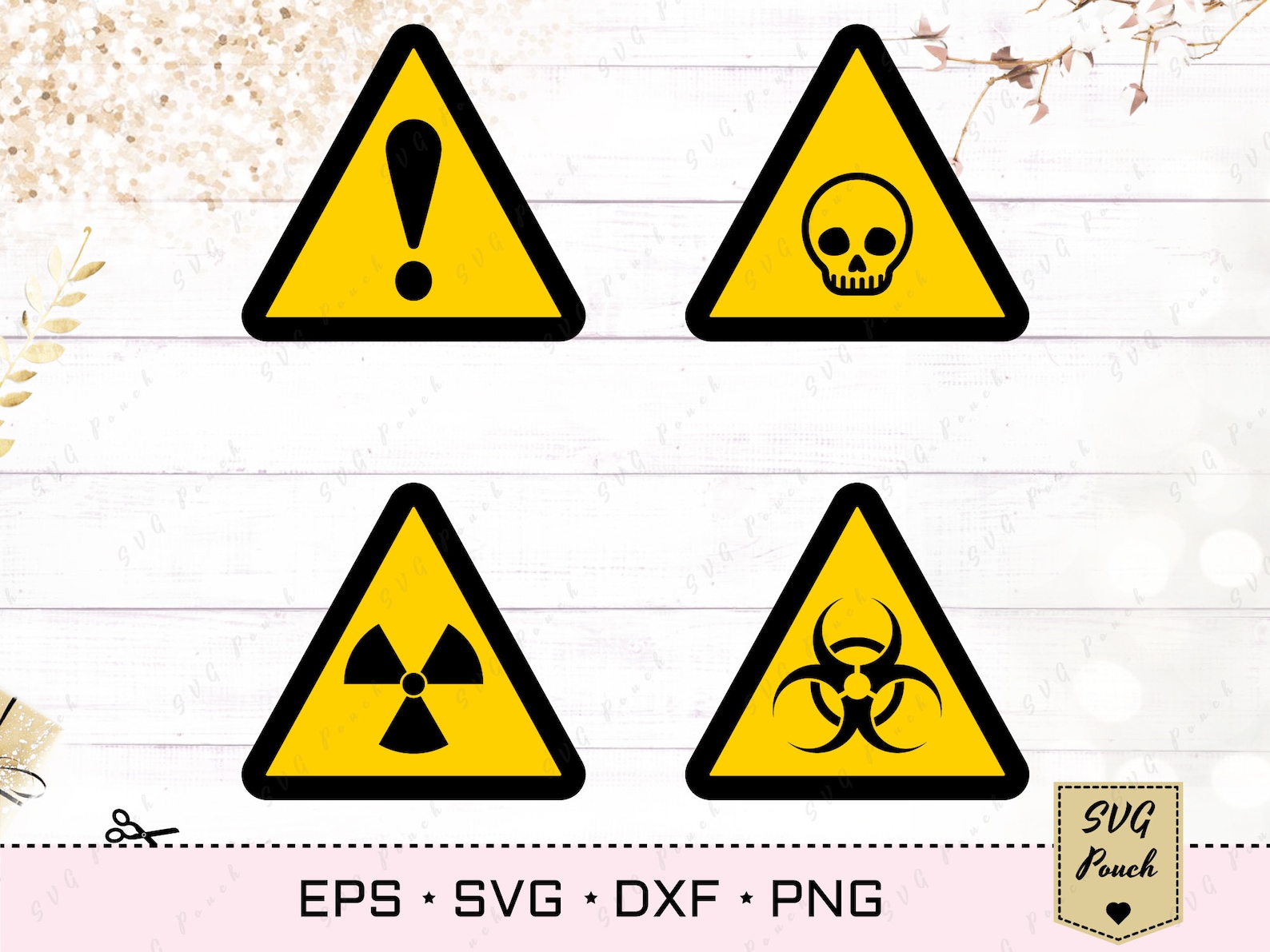 Biohazard SVG Warning Triangle SVG Attention Danger SVG Set. | Etsy