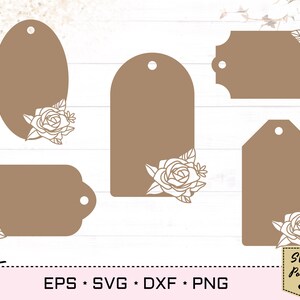 Floral Tags SVG, Flower Tags Svg, Wedding Tags Svg With Roses. Gift ...