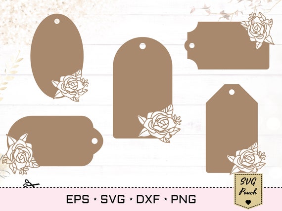 Floral Tags SVG Flower Tags Svg Wedding Tags Svg With Roses. | Etsy