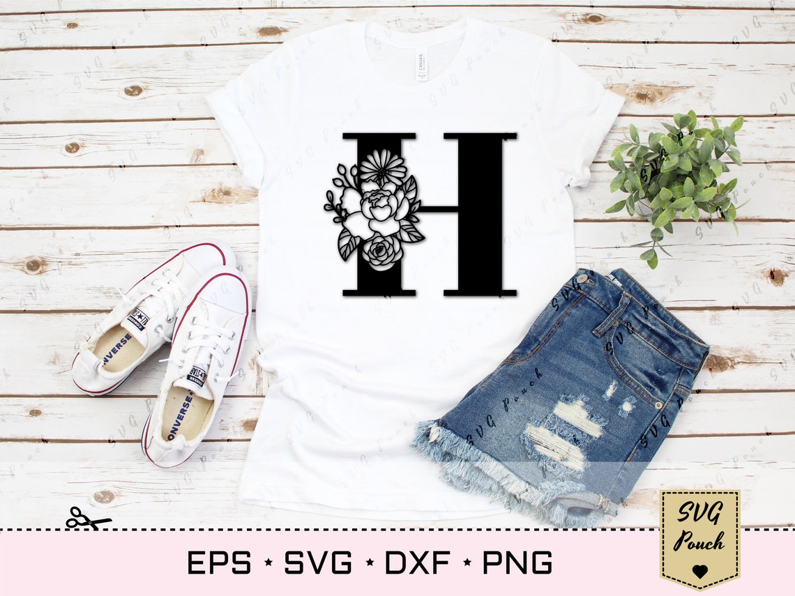 Floral Letter H Svg Flower H Font Svg Floral Letters Svg | Etsy
