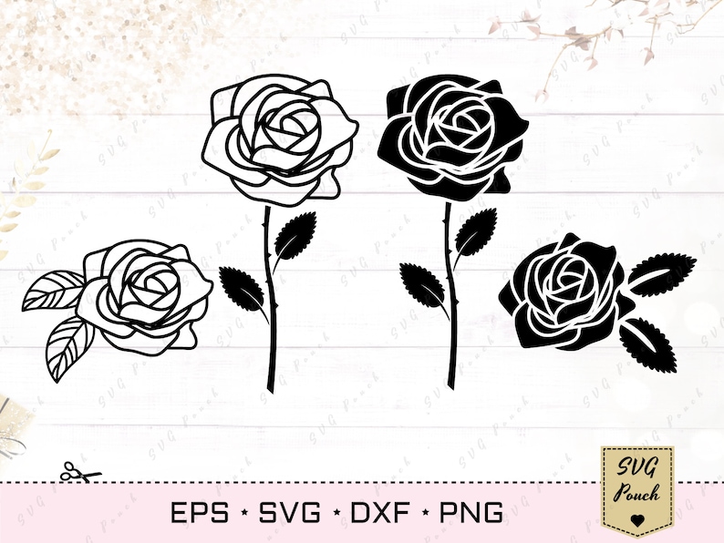 Flor rosa svg silueta rosa svg flor svg archivos de corte - Etsy México