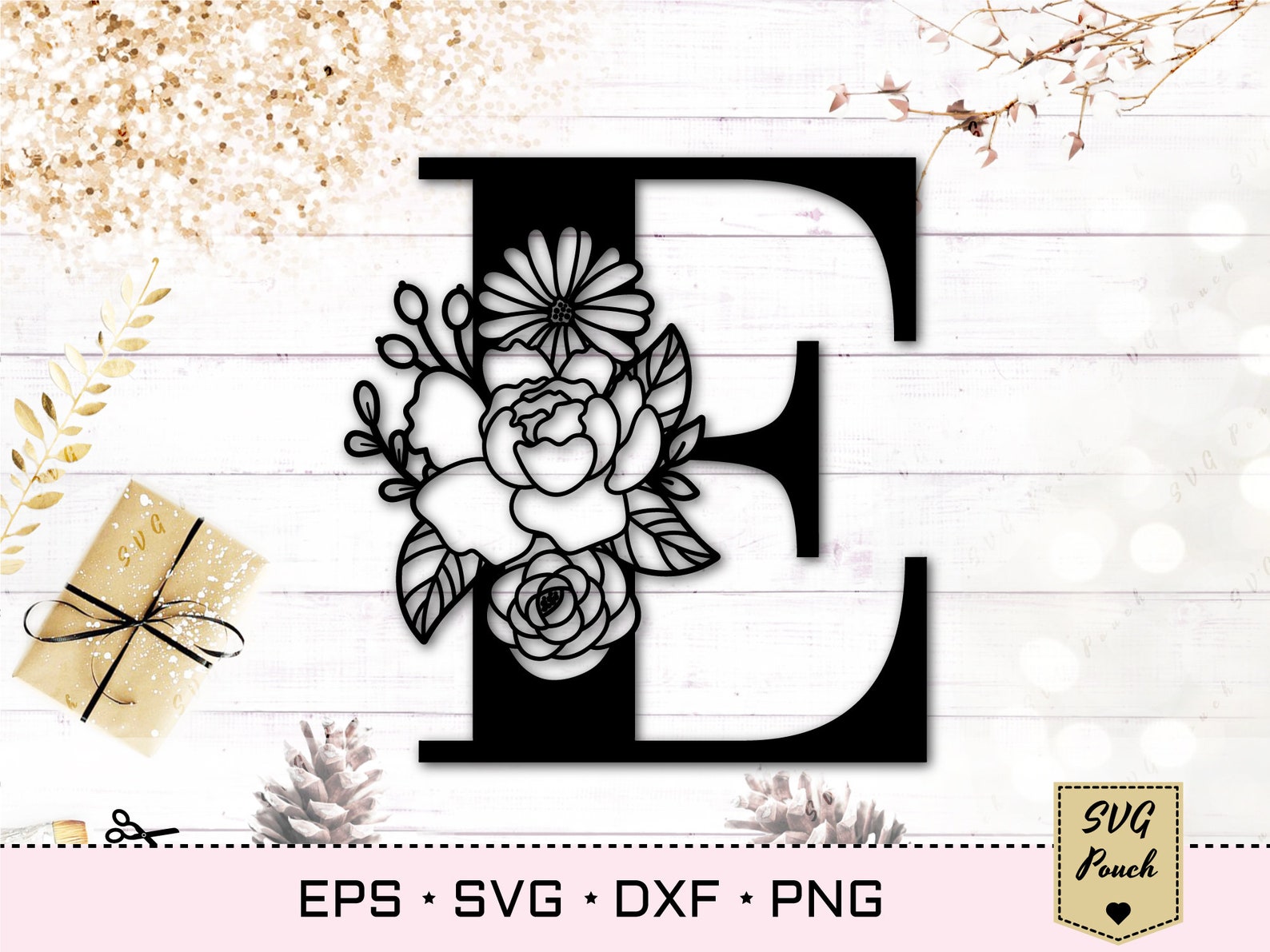 Floral Letter E Svg Flower E Font Letter Svg Monogram Font - Etsy
