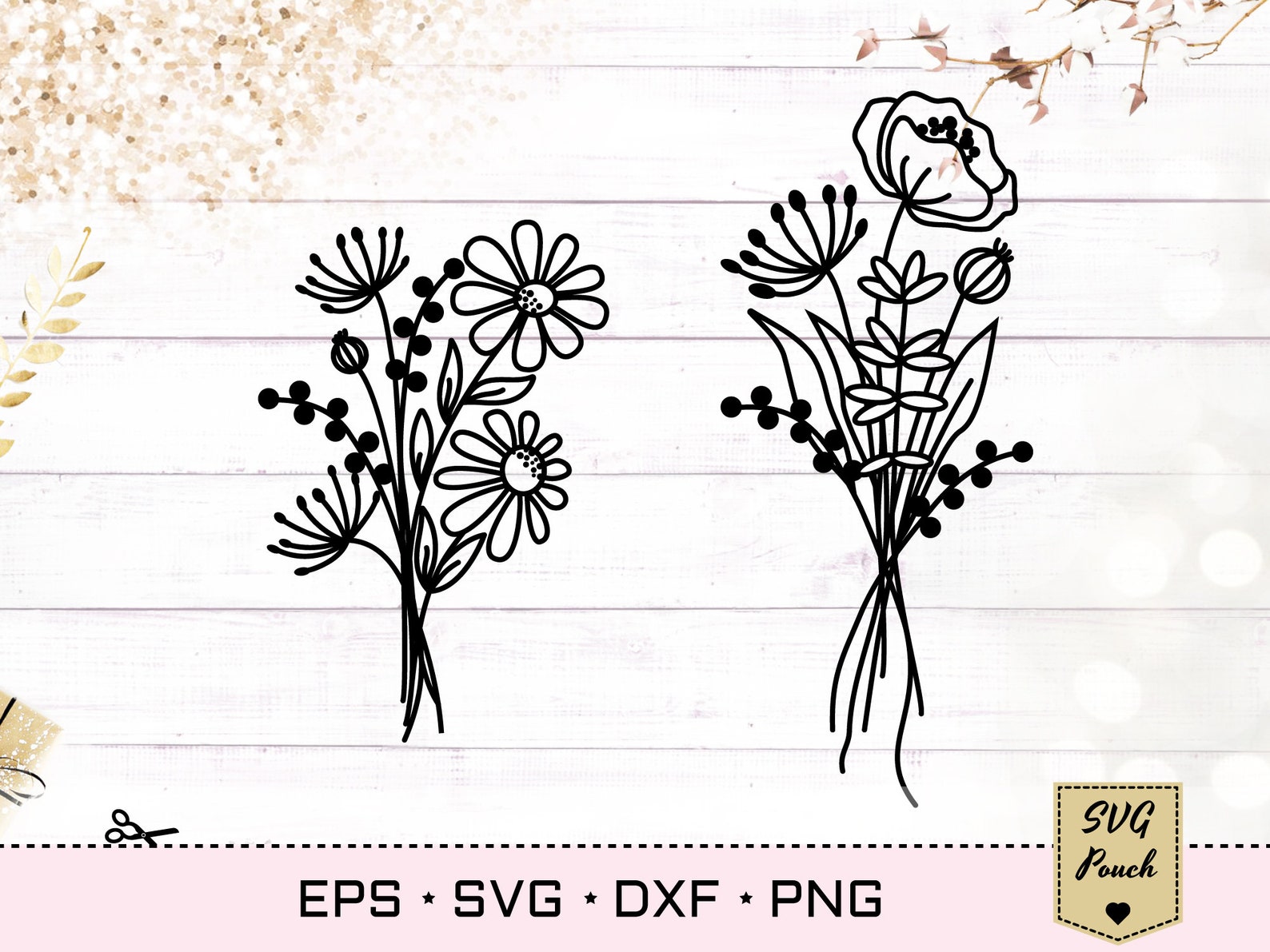 Wildflower Bouquets Svg Wild Meadow Flowers Svg Art For Etsy