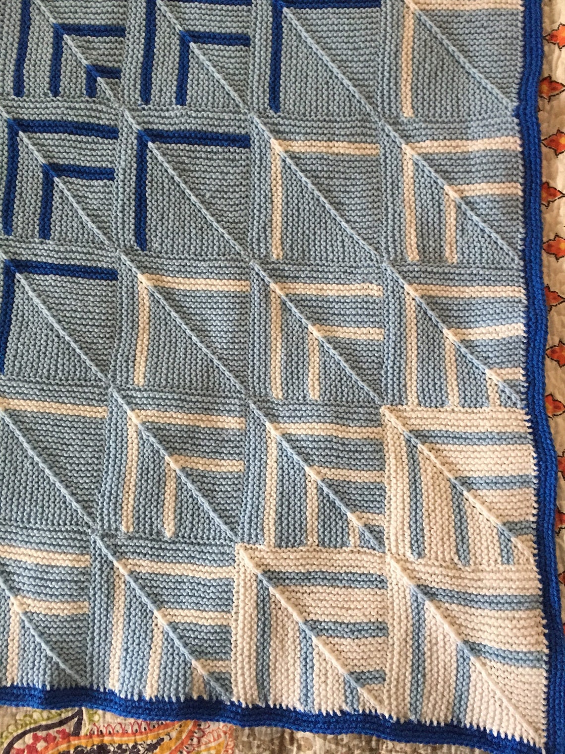 Knitted Blue 50"x67" Afghan - Etsy