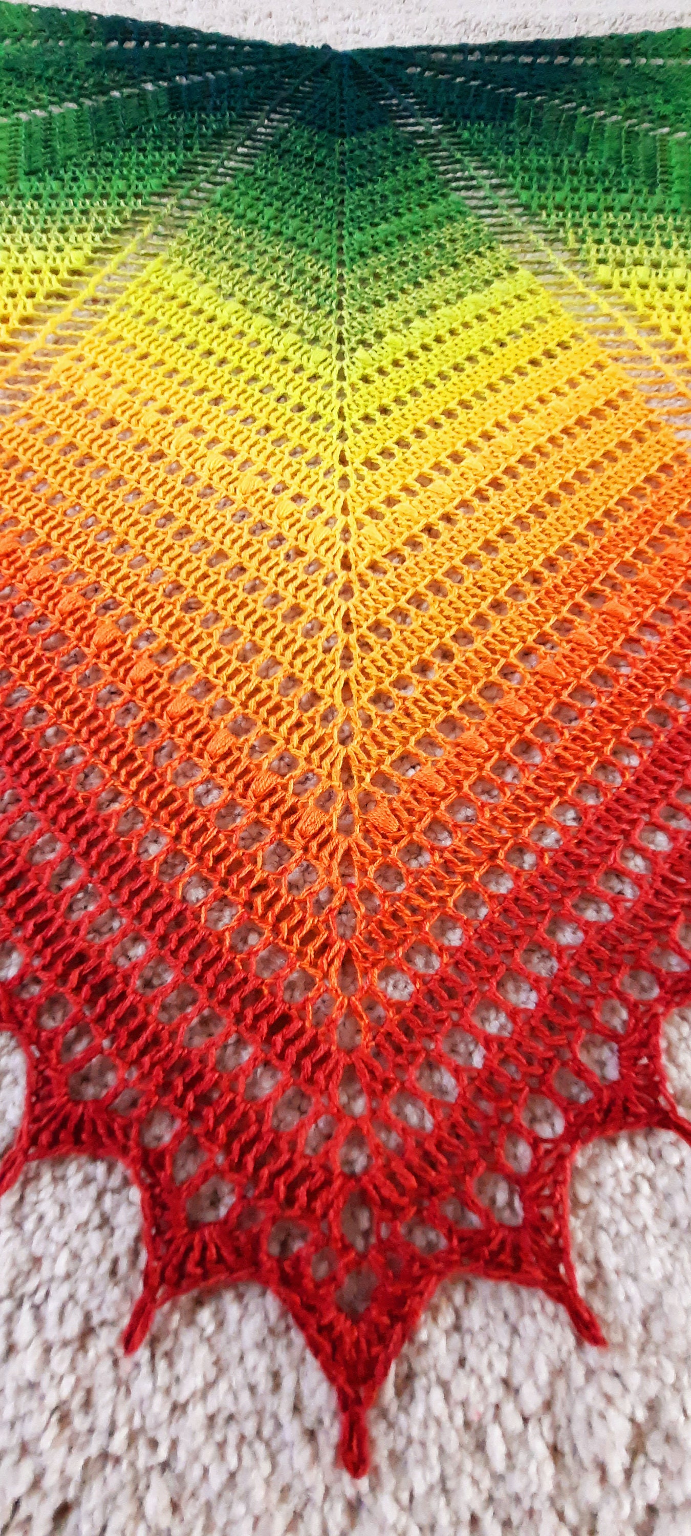 Gradient Crochet Shawl for Autumn: Fall Leaf Design. Cozy Vibrant Wrap ...