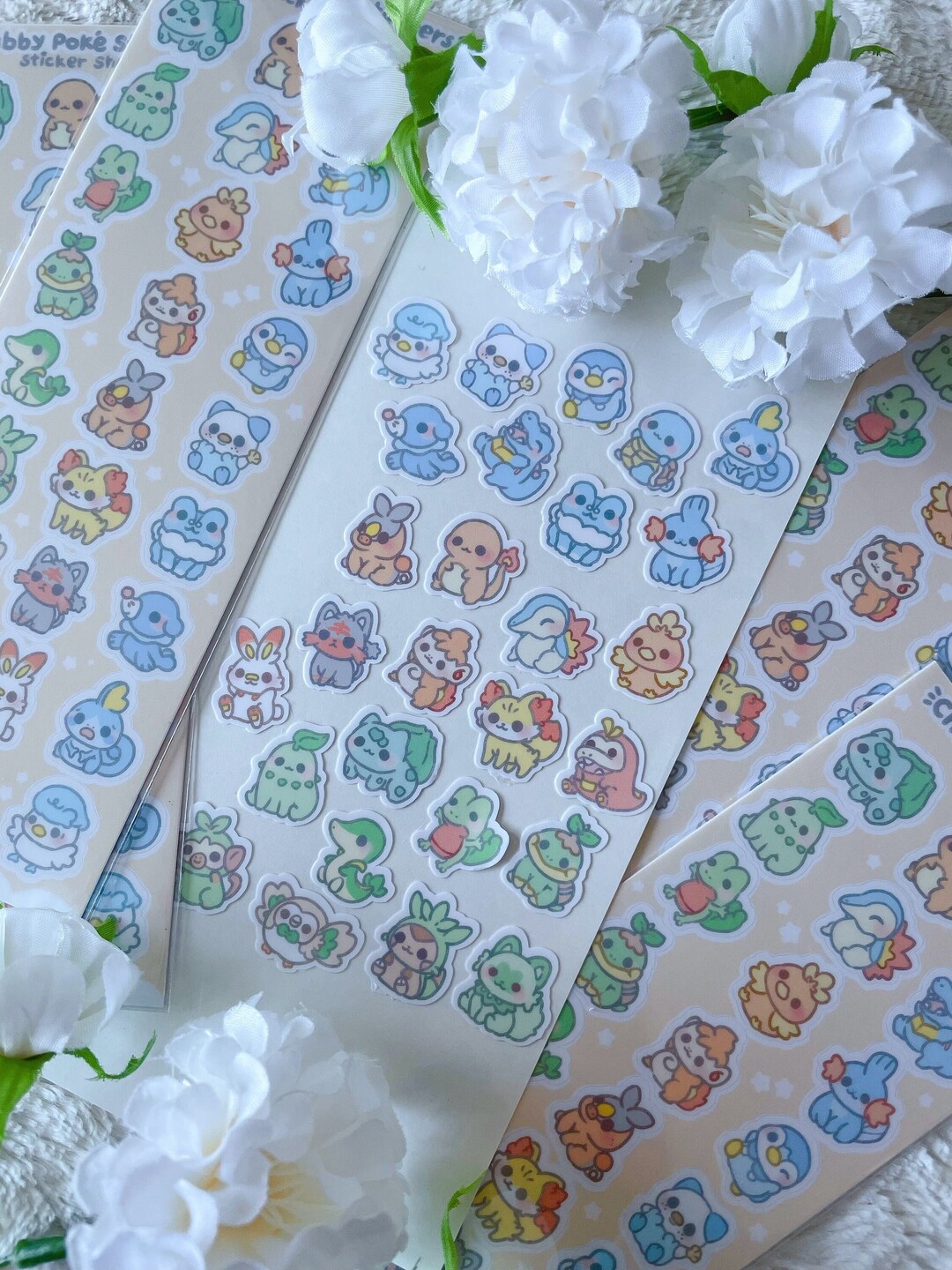 Mini Chubby Poke Starters - Vinyl Sticker Sheet - Etsy