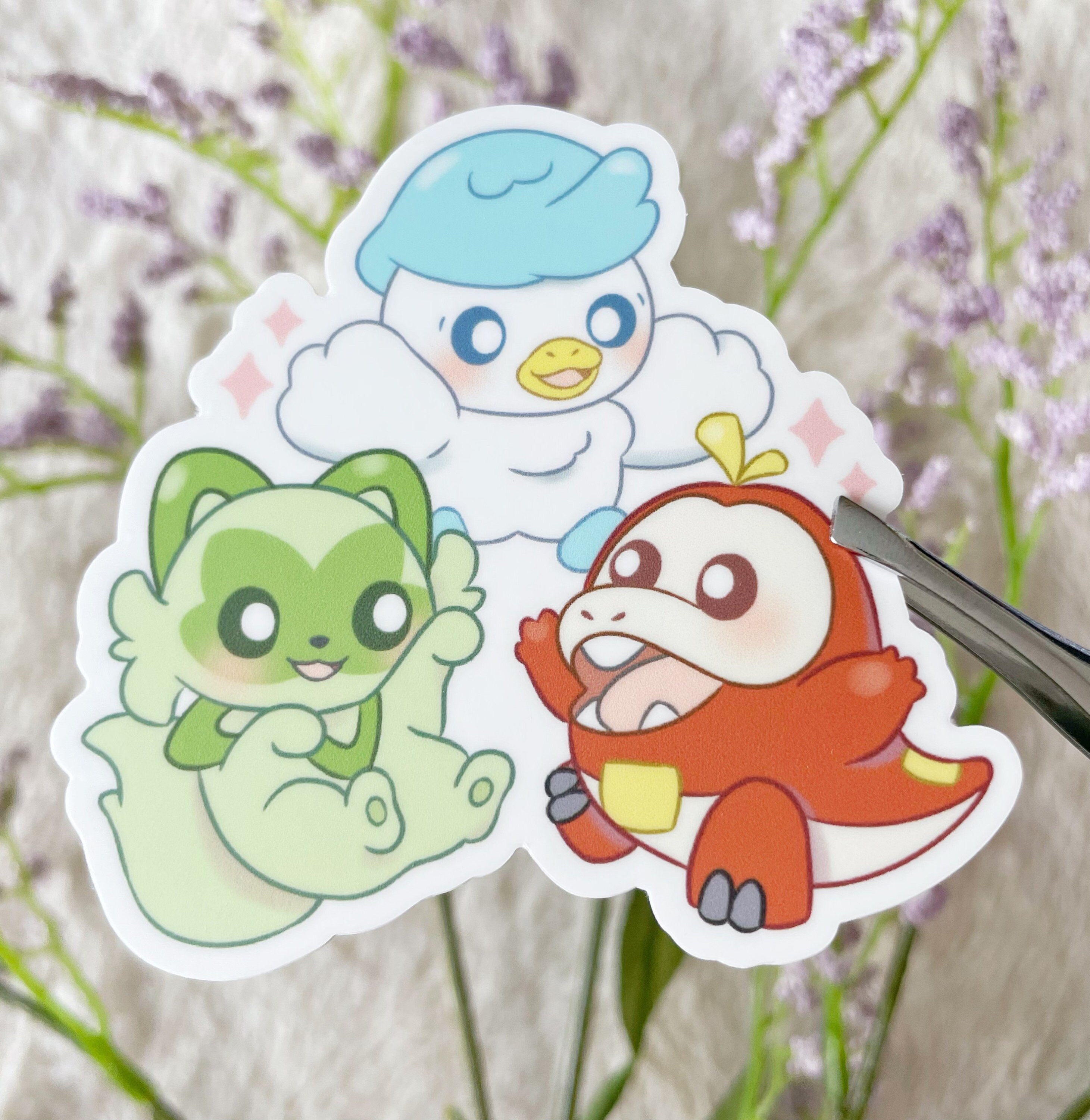 Matte Vinyl Sticker Paldea Starters Fuecoco Sprigatito - Etsy