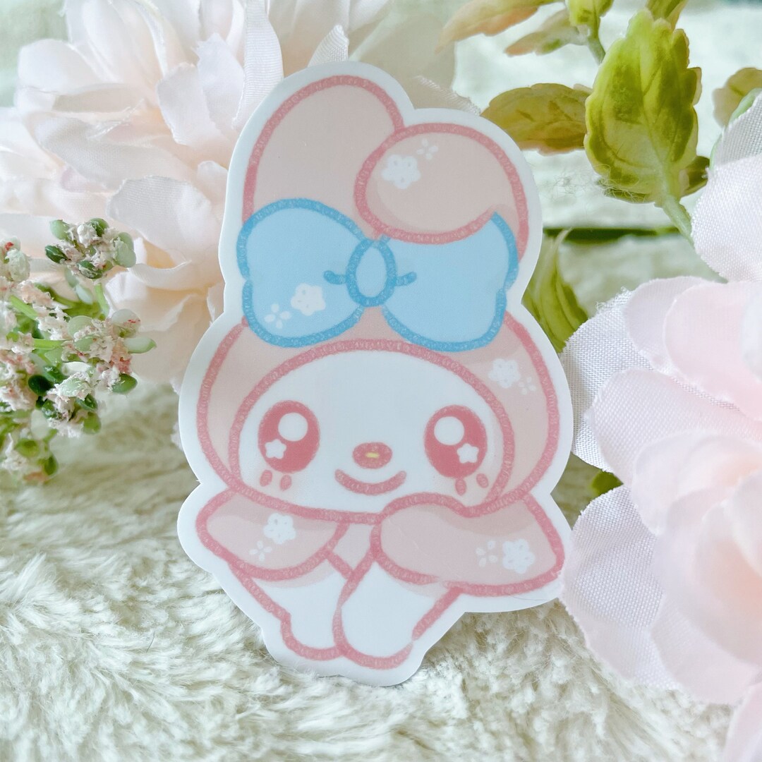 Cute Bow Pink Bunny Vinyl Sticker - Etsy