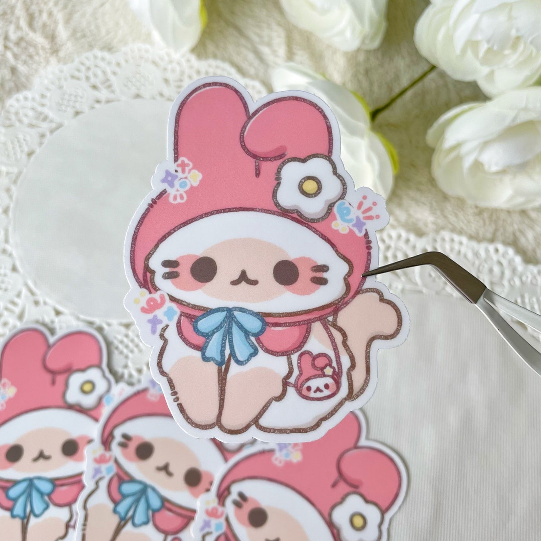 Pink Bunny Kitty Vinyl Sticker - Etsy