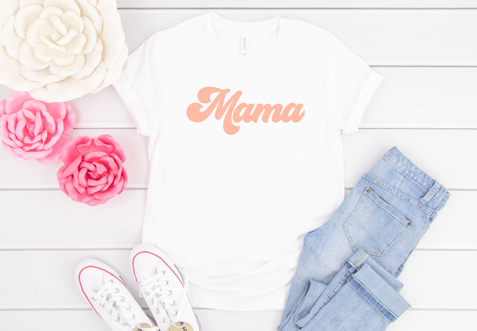 Mama Retro Shirt Gift for Mama Mama Shirt With Peach Print Simple Mama ...