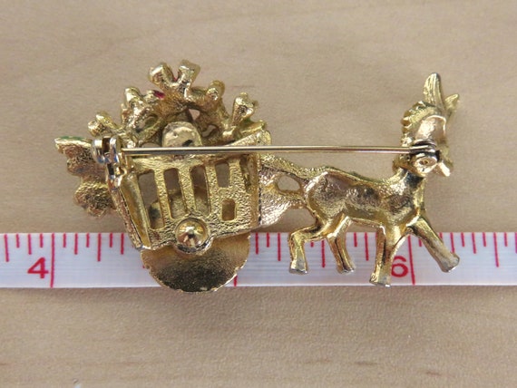 Vintage Donkey & Flower Cart Brooch, Colorful Enamel,… - Gem