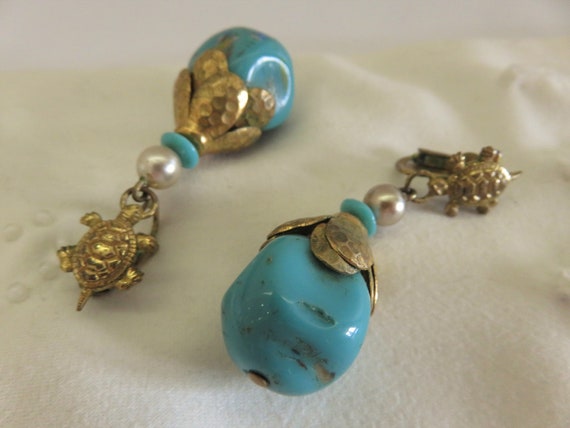 Fabulous MIRIAM HASKELL Vintage Turtle & Faux Turquoi… - Gem