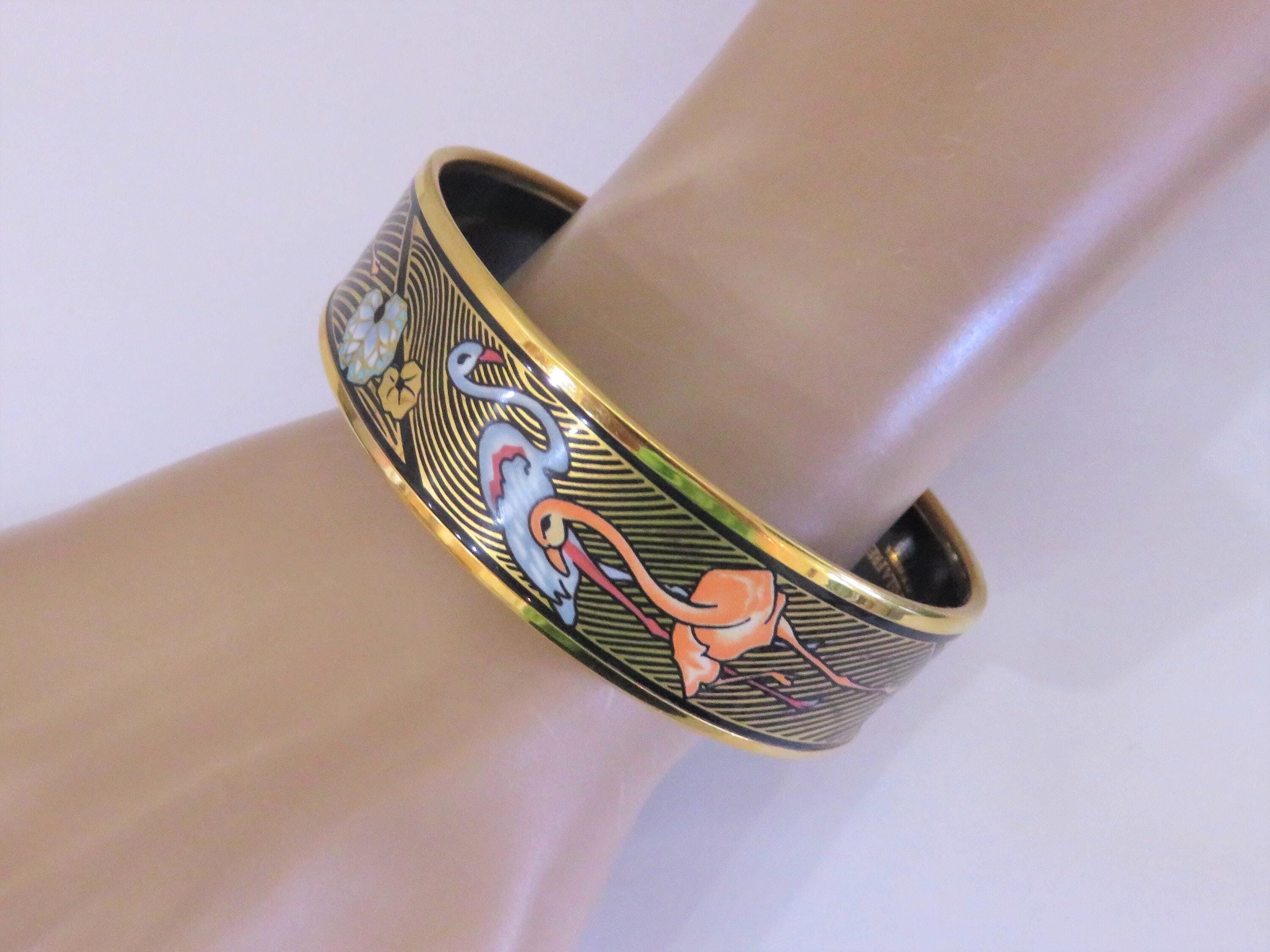 Vintage MICHAELA FREY Bird Bangle Bracelet, 24ct Gold Black Blue Pink ...