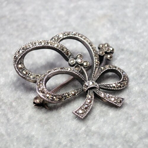 Vintage PRK Sterling Marcasite Pin - Etsy