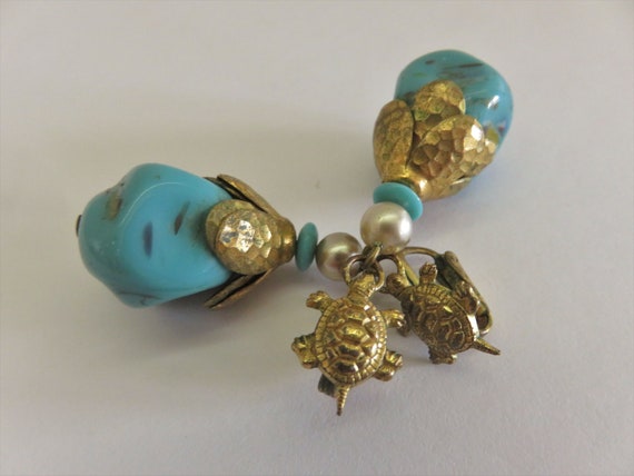 Fabulous MIRIAM HASKELL Vintage Turtle & Faux Turquoi… - Gem