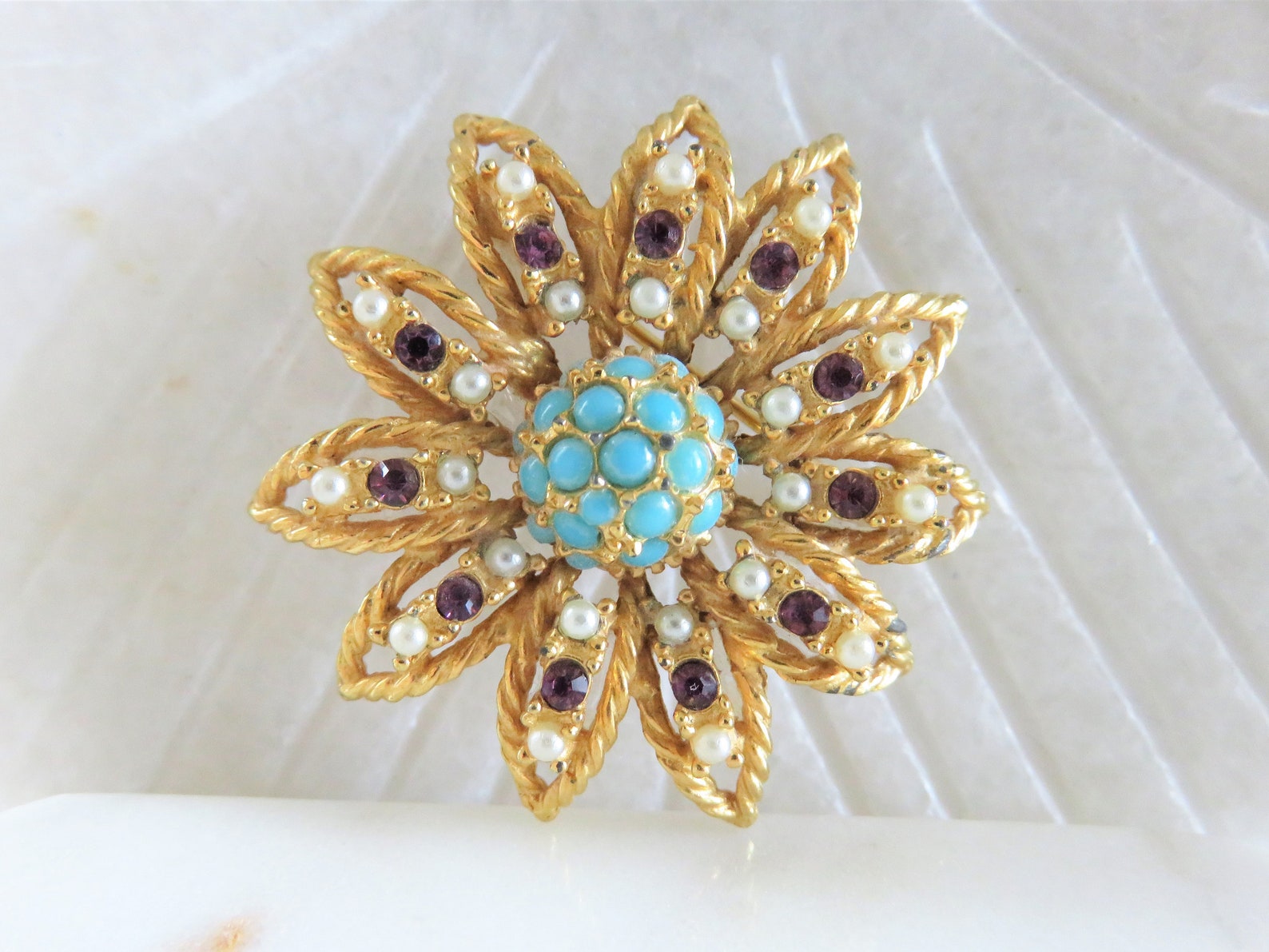 Vintage Single Flower Daisy Turquoise Seed White Pearl Purple | Etsy