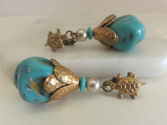 Fabulous MIRIAM HASKELL Vintage Turtle & Faux Turquoi… - Gem