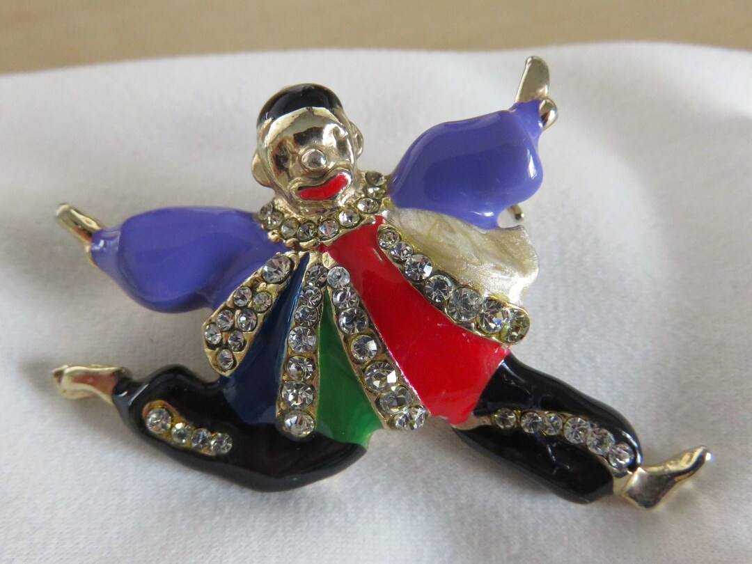Vintage Vivid Sparkly Dancing Clown Brooch Fancy Circus Show - Etsy