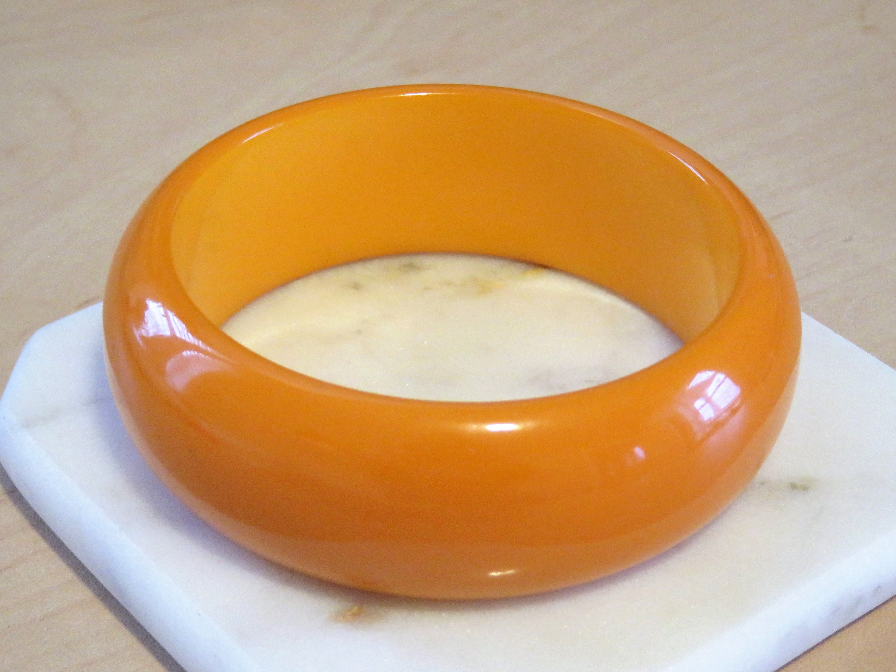 Vintage Bakelite Wide Bangle Bracelet Chunky Tangerine Orange | Etsy