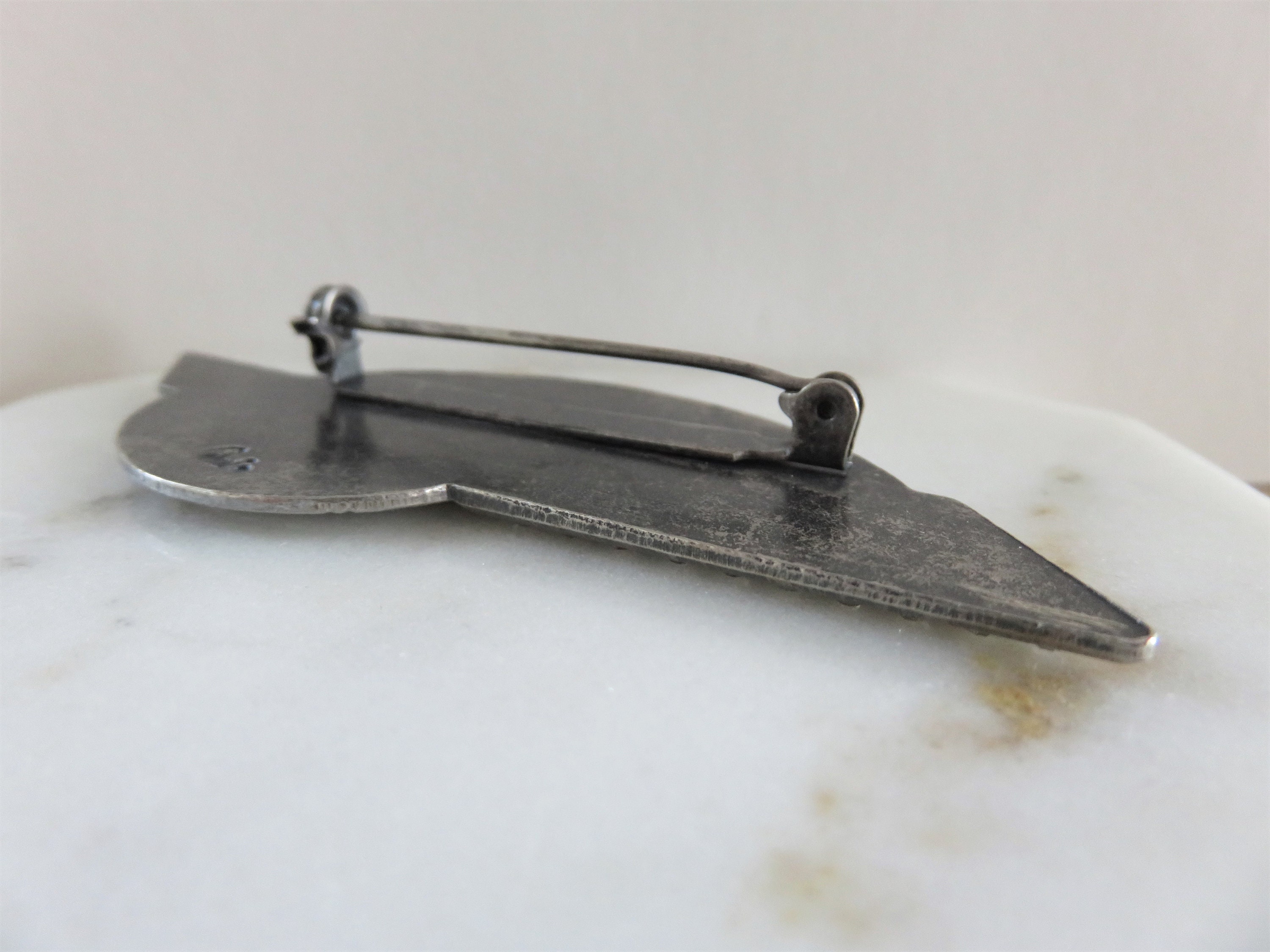 Vintage DURI Art Deco Design Brooch Black Enamel Silver | Etsy