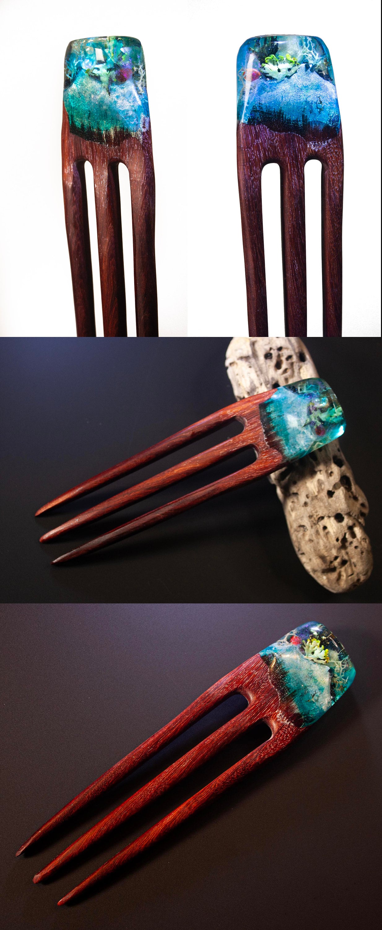 Hair Forks Handmade Hair Accessories Epoxy Resin Wood Jewelry Hair ...
